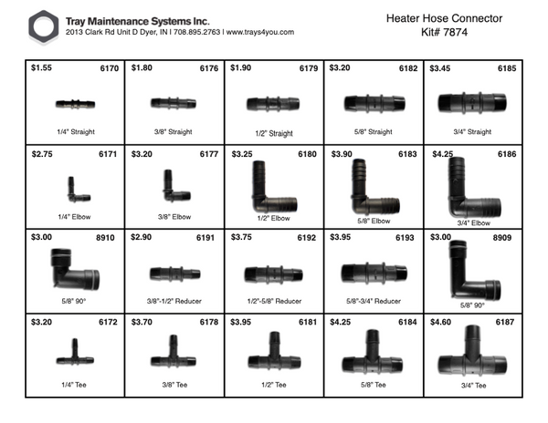 Heater Hose Connector Assortment – Tray Maintenance Systems, Inc.