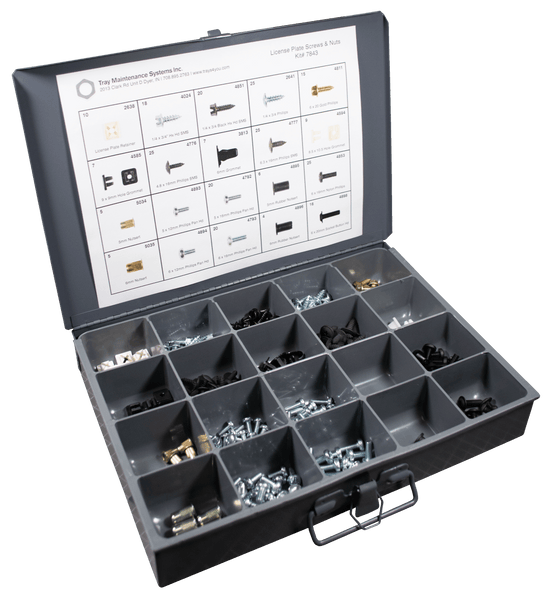 License Plate Screws & Nuts Assortment – Tray Maintenance Systems, Inc.