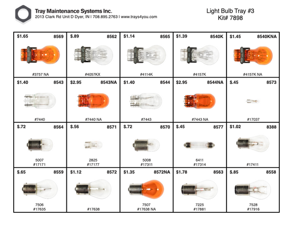 Light Bulb Assortment #3 (Bulbs #3757-17916) – Tray Maintenance Systems ...